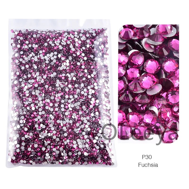 Стразы стеклянные Oleeya P30 Fuchsia, розовый, SS8-14400шт