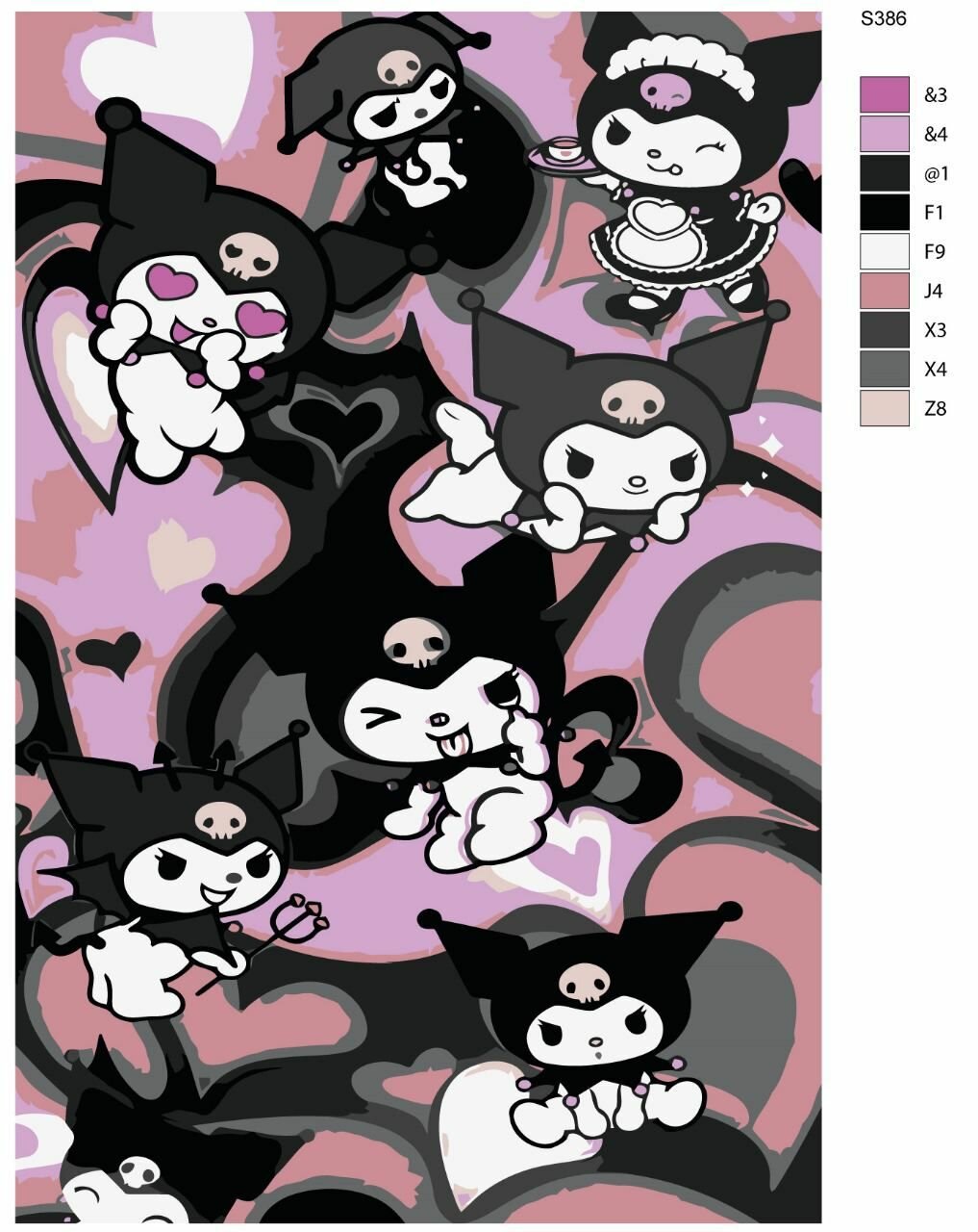 Картина по номерам S386 "Аниме Куроми (Kuromi). Куроми" 50x70 см