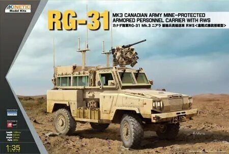 Сборная модель Kinetic K61010 RG-31 Mk.3 Nyala 1/35: с РВС, детальный интерьер, подвижная подвеска, канадская армия
