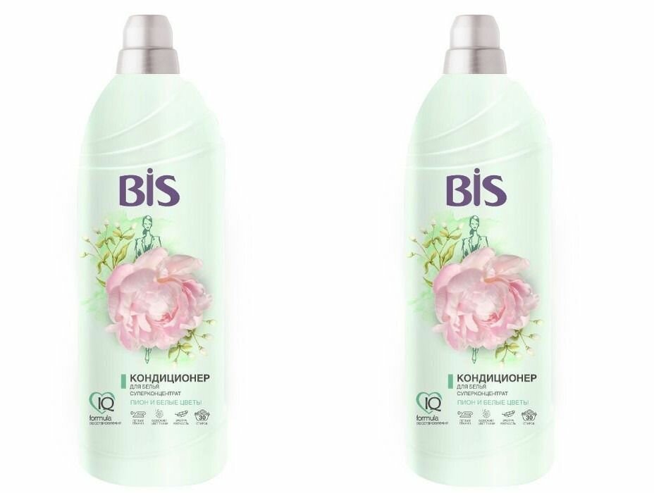 BIS! Кондиционер для белья Пион и белые цветы, концентрированный, 900 мл, 2 шт