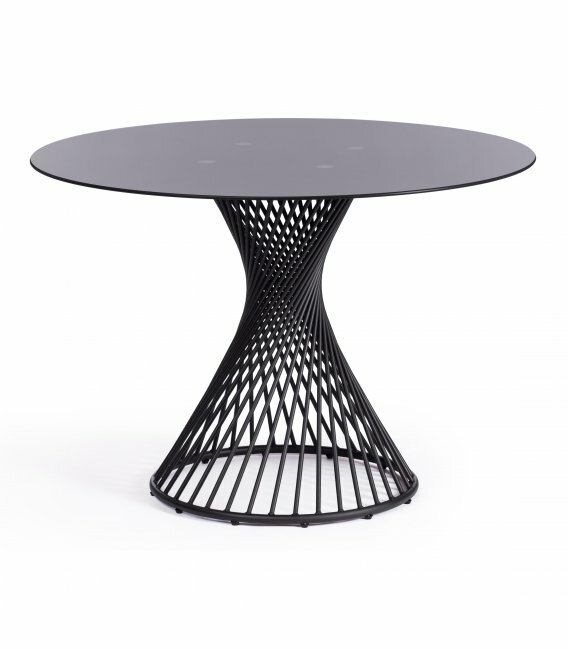 Стол Бертоя/Bertoia (мод. GT21) металл/стекло 8мм, черный, 110х110х75см