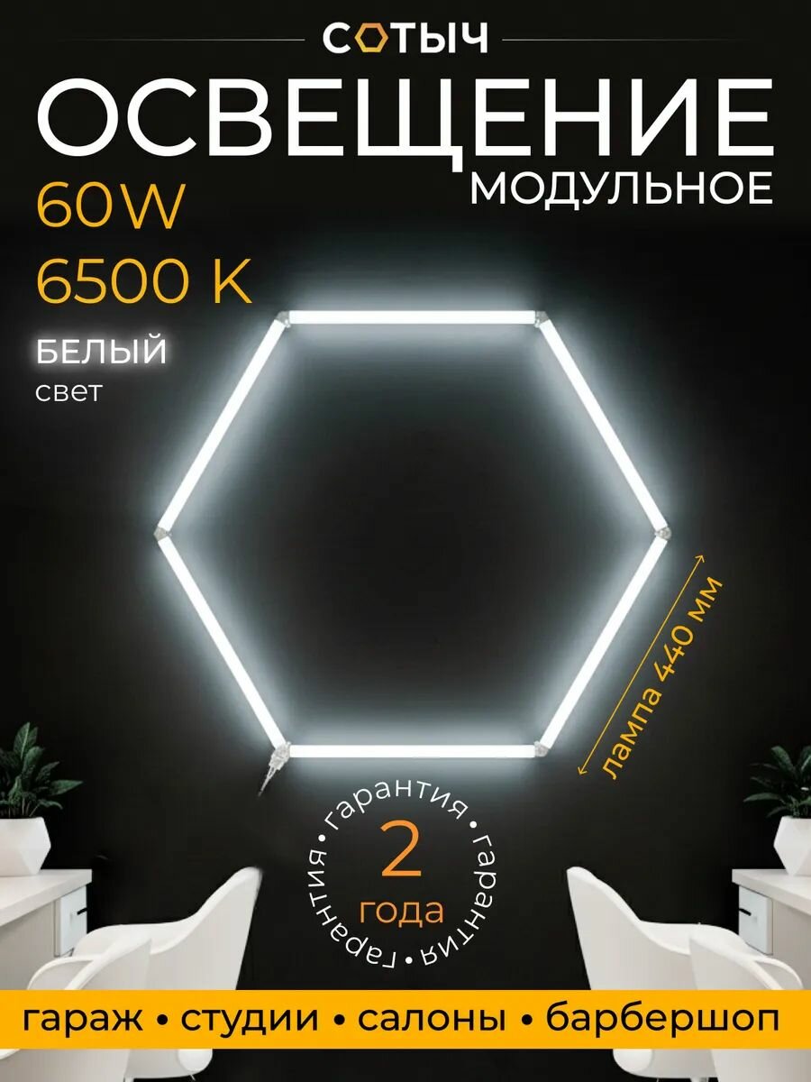 Светодиодный потолочный гараж 6500K с сотовидным шестиугольным освещением