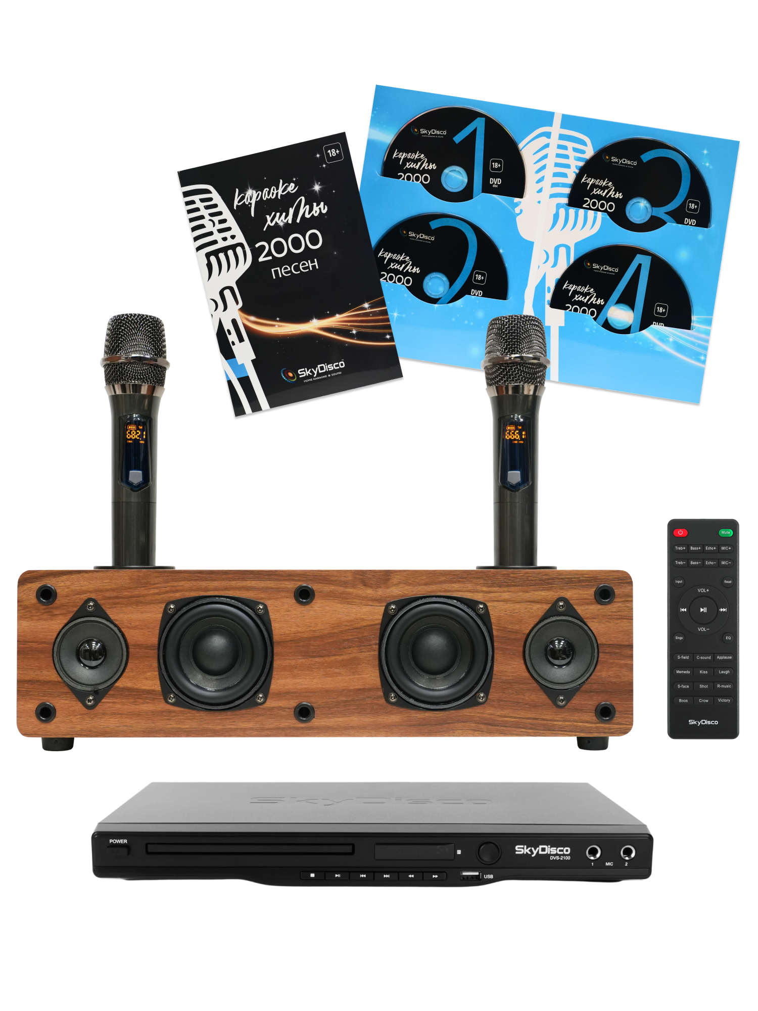 Комплект караоке SkyDisco Karaoke Home Set + Final Bass Artifact: приставка, микрофоны, акустика, диск 2000 песен
