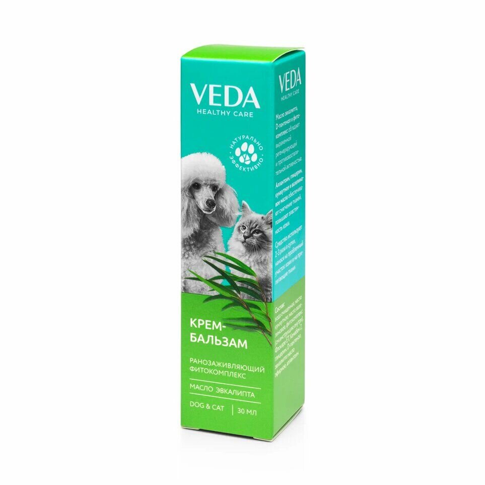 Крем-Бальзам для животных Veda с ранозаживляющим фитокомплексом и маслом эвкалипта 30мл