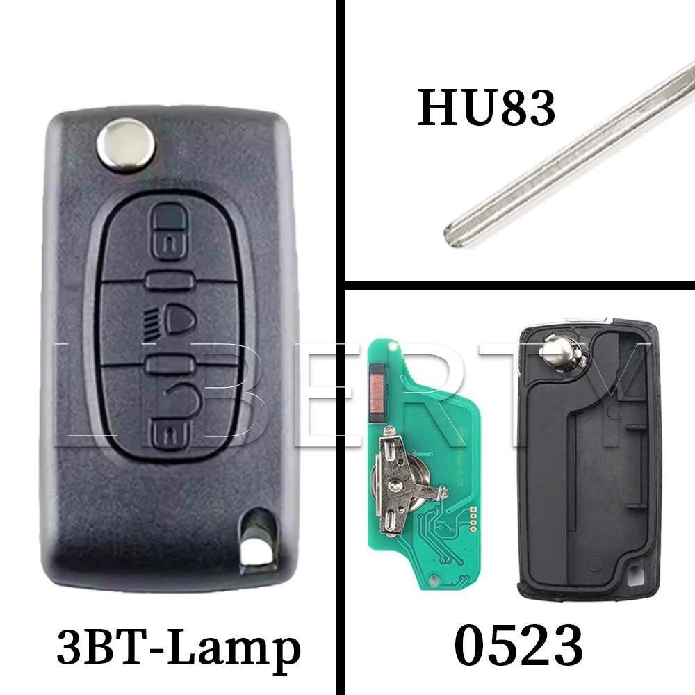 Ключ Peugeot/Citroen 3BT-Lamp HU83 0523