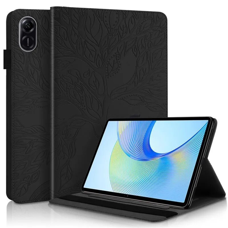Чехол премиальный для планшета Honor Pad X8 Pro / Honor Pad X9 (Хонор Пад Х8 Про / Хонор Пад Х9 с диагональю 11,5 дюйма) Черный узор "Древо жизни