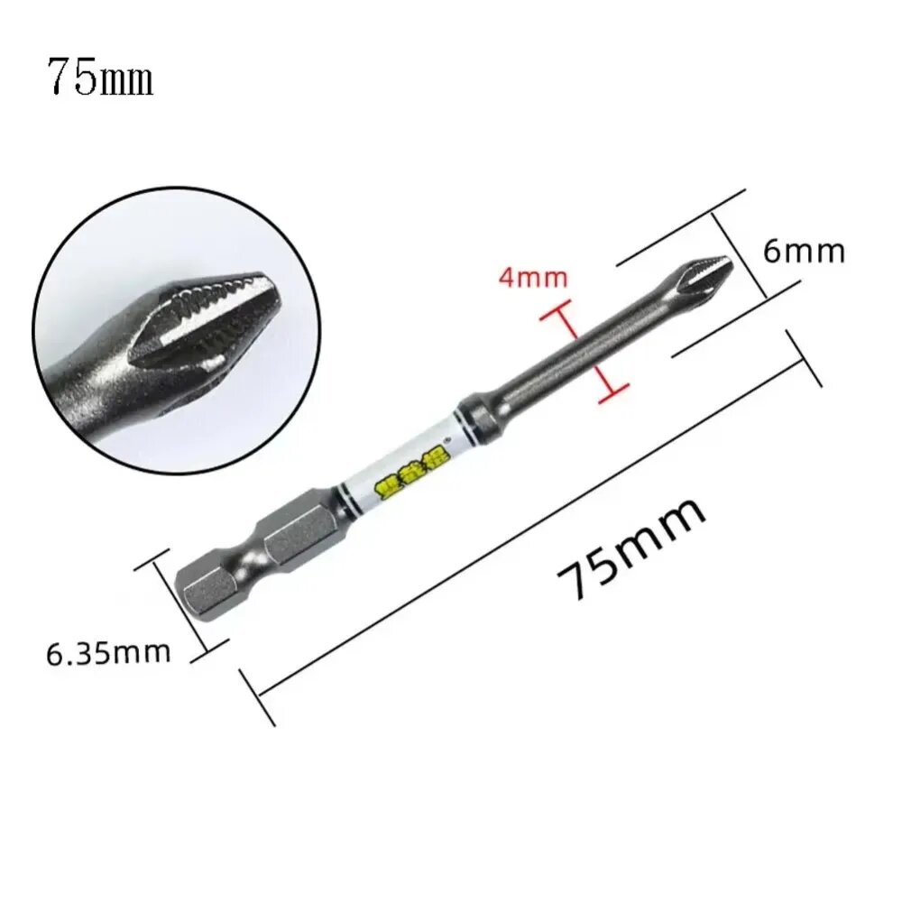 Магнитная крестовая отвертка бит PH2 S2 50-150 мм 75mm