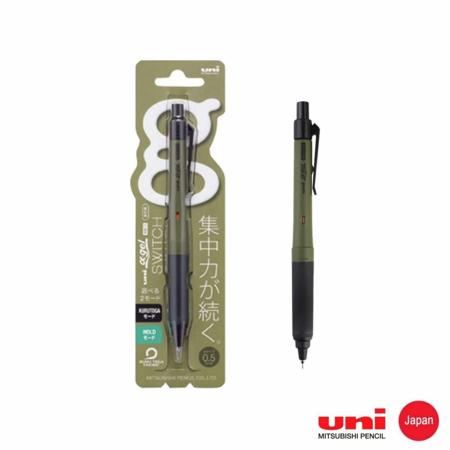 Карандаш механический Uni Alpha Gel M5-1009GG, oливковый корпус 0,5мм 1 шт 01