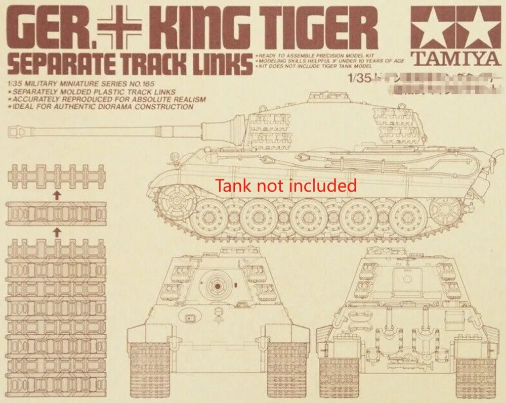 Tamiya 35165 1/35 Немецкий King Tiger Отдельные ссылки трека для 35164/35169