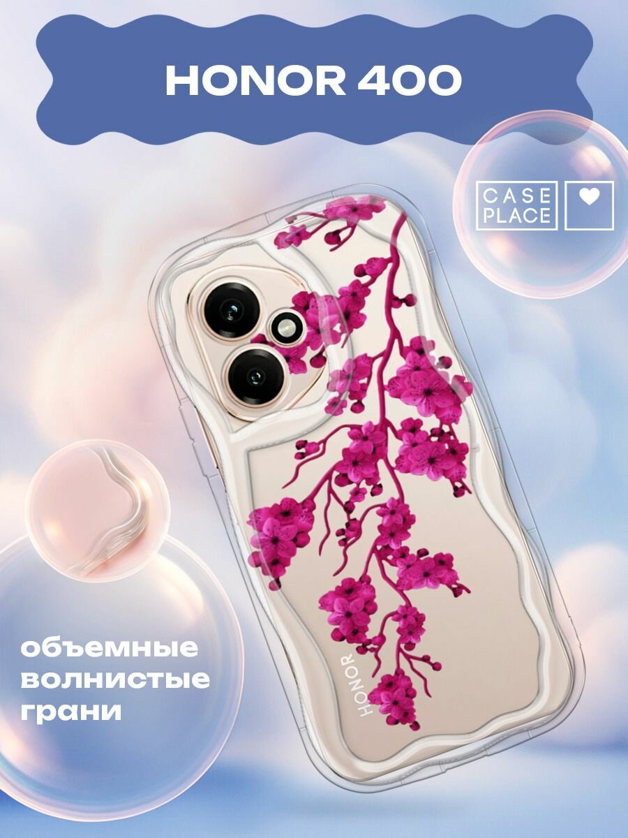 Чехол на Honor 400 / Хонор 400 с принтом Яркая розовая сакура