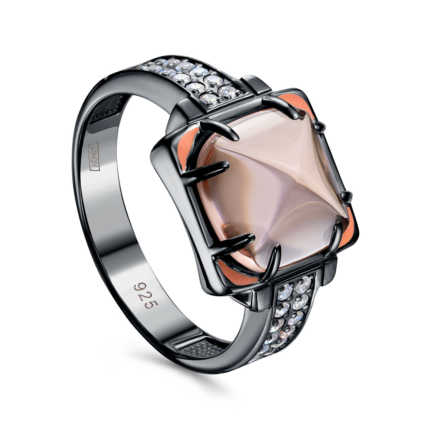 Кольцо, серебро, 925 проба, алпанит, фианит
