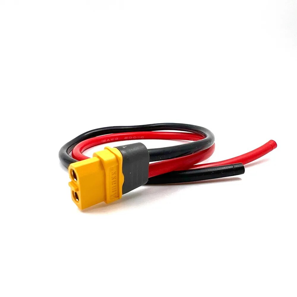Разъем питания Amass XT60H-F с силиконовым проводом 12AWG, 300 мм
