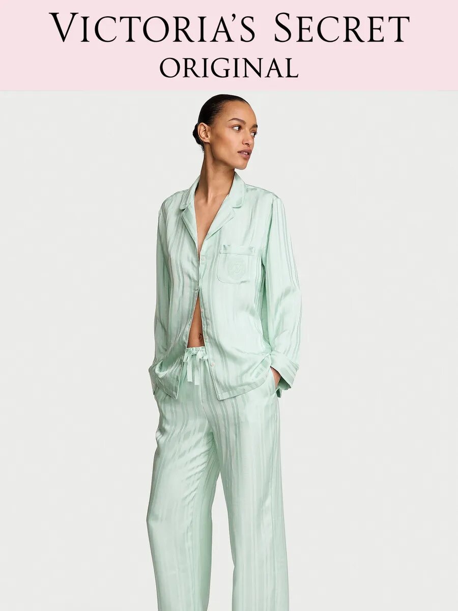 Пижама Victoria's Secret Signature Satin Long Pajama Set