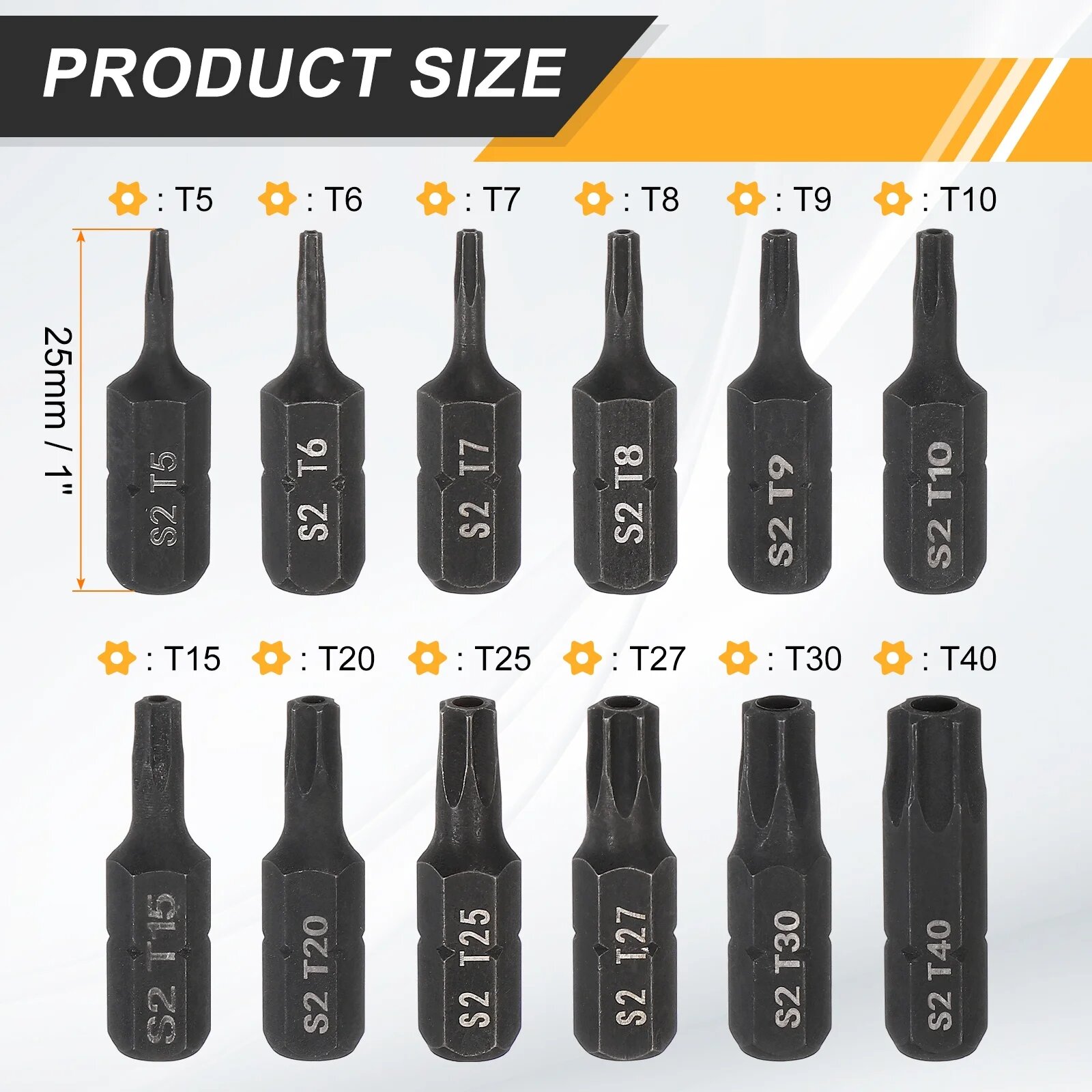 Набор бит отверток UXCELL Torx T5-T40 12 шт.