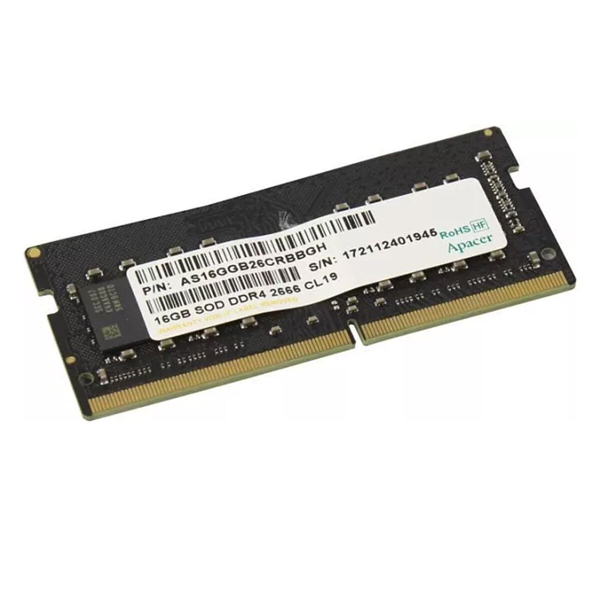 Оперативная память Apacer (AS16GGB26CRBBGH) DDR4 16 GB 2666MHz SO-DIMM, PC4-21300, CL19 1.2V, черный