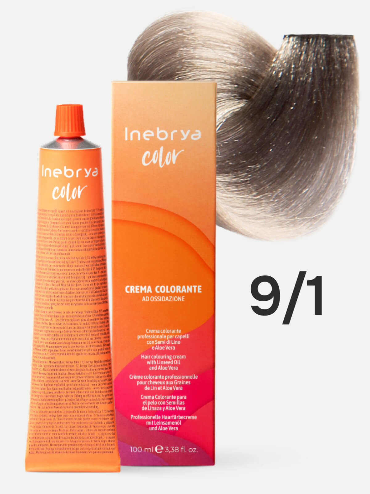 Крем - краска для волос профессиональная Inebrya Color Professional 9/1 Блонд Пепельный, 100 мл