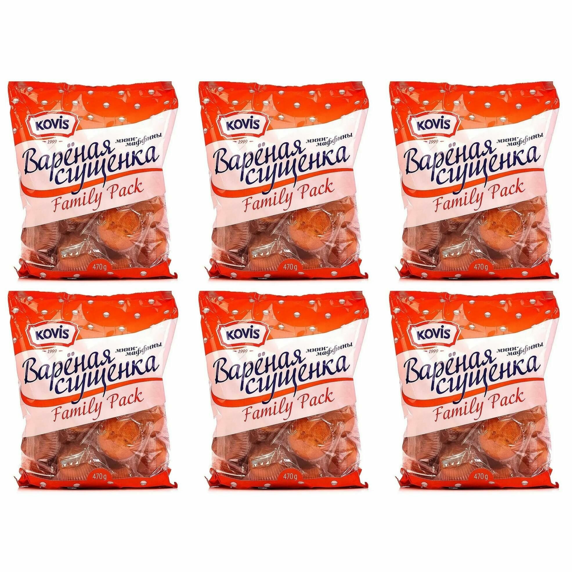 Kovis Мини-маффины Сгущенка, 470 г, 6 шт в коробке/