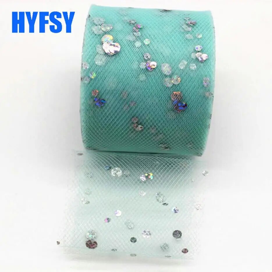 Серебристая тюлевая лента с горошком HYFSY 25 ярдов