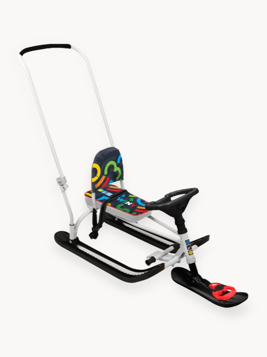 Снегокат Nika Twiny 2+ со спинкой и складной ручкой, графичный