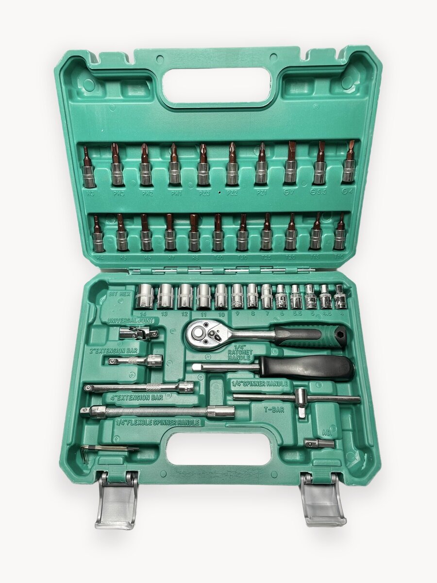 Профессиональный Набор инструментов для автомобиля автохит / Набор инструментов для дома, из 46 предметов / для ремонта и строительства