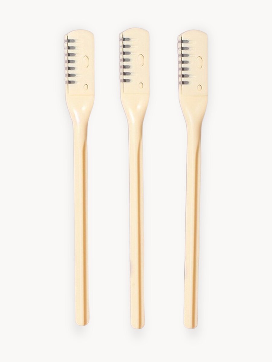 Бритва для коррекции бровей, 8,5 × 0,8 см, набор – 3 шт, цвет бежевый