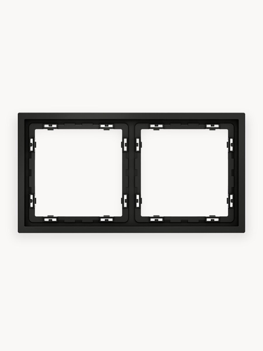 Рамка пластиковая для розетки и выключателя VOLTUM на 2 поста цвет черный матовый VLS100208