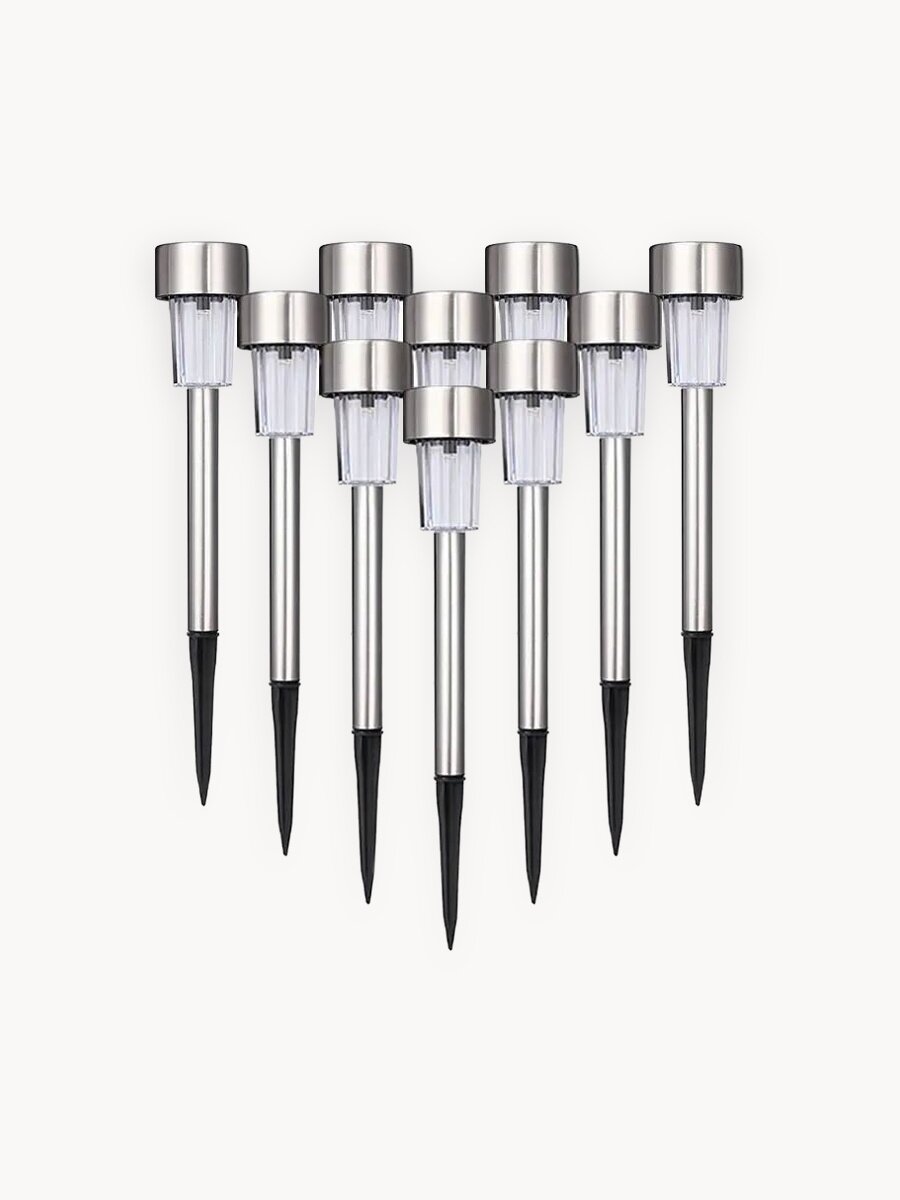 Светильники уличные на солнечной батарее 10 шт, фонарики садовые теплый свет