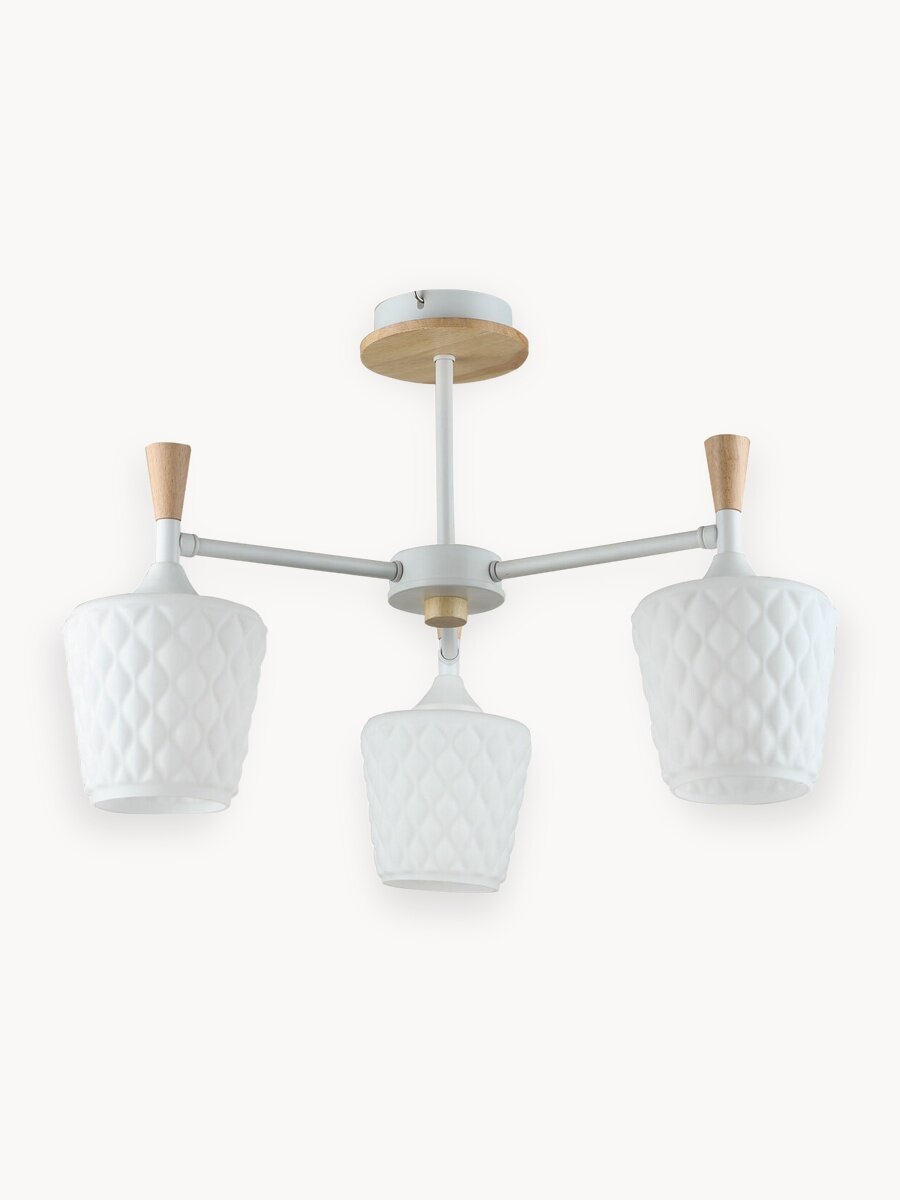 Люстра потолочная, светильник ясенсвет Дэла 635015003, 3*60W E27 2700К, цвет: белый, хром