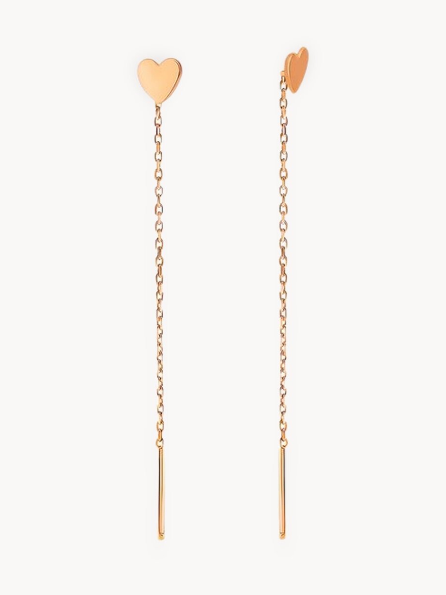 Серьги цепочки, красное золото, 375 проба