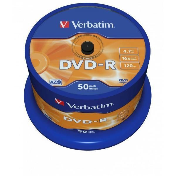 Диск DVD Verbatim 4.7 ГБ 16X AZO, 50 шт. шпиндель