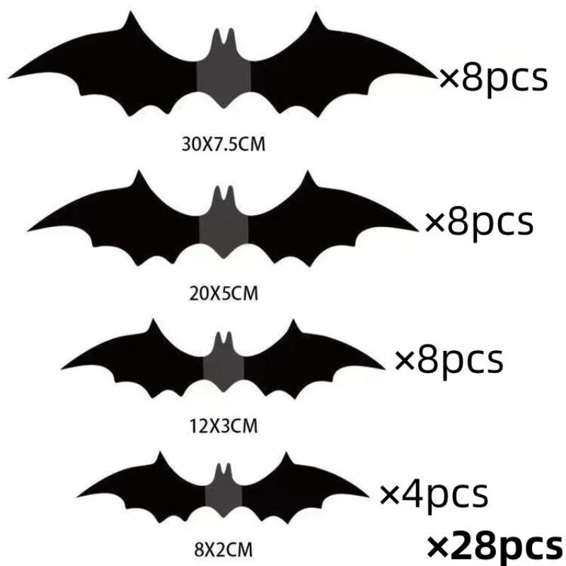 3D черные наклейки летучие мыши, Style-B-28pcs
