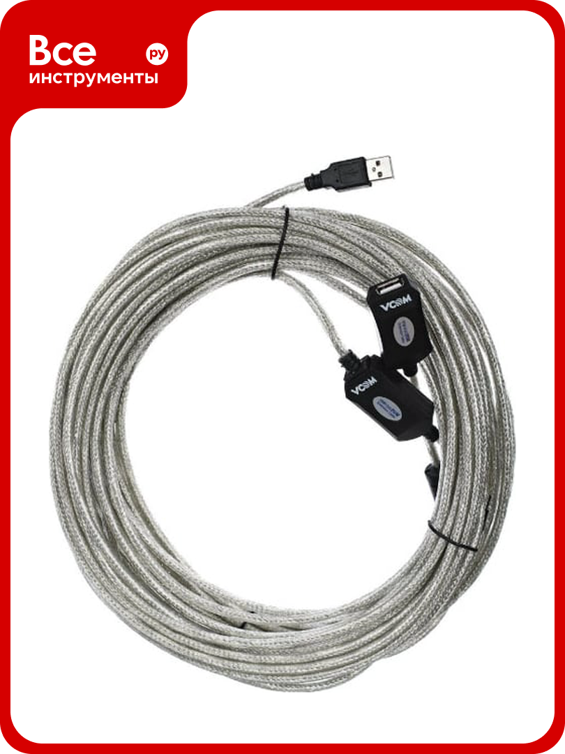 Удлинительный активный кабель-адаптер VCOM USB 2.0-repeater, Am-Af, 20м VUS7049-20M