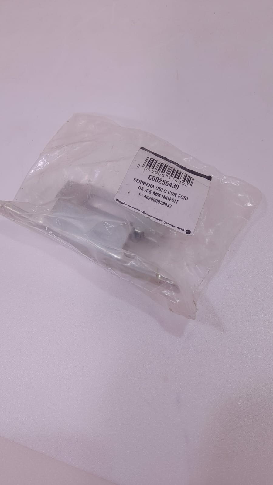 Кронштейн для люка стиральной машины Indesit C00255430, L:482000023037 DA 4.5 мм. , металлический