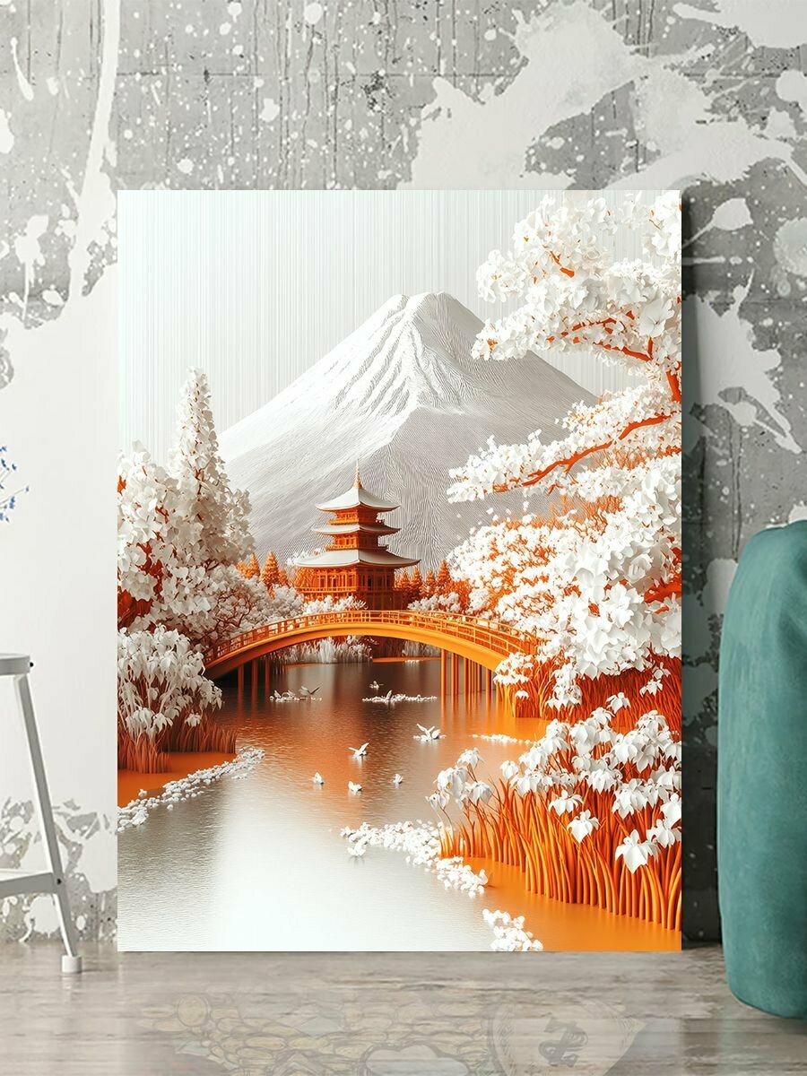 Картина интерьерная на стену - "Японский стиль, пейзаж", 50х70 см.