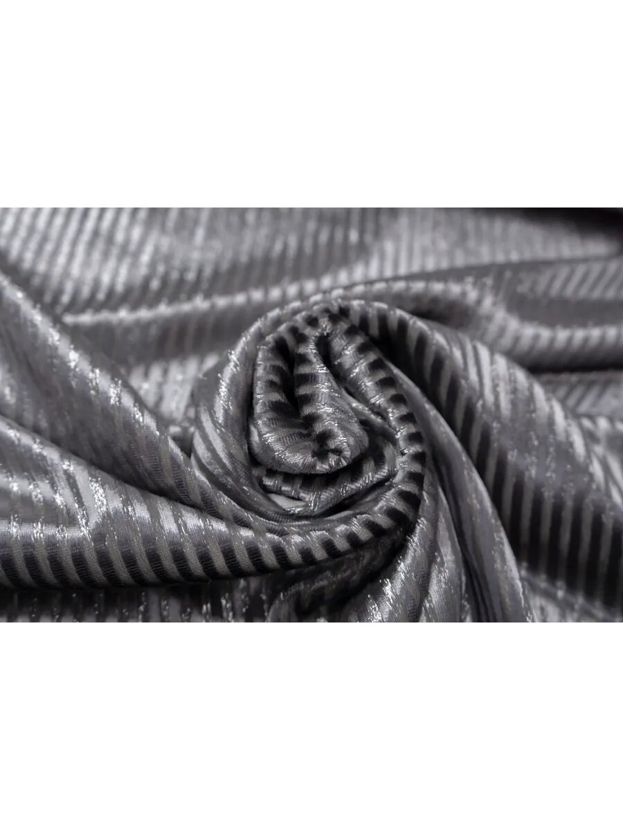 Ткань Бархат GU с люрексом в полоску серый