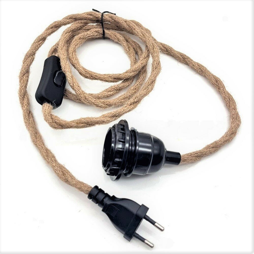 Светильник бра переносной в стиле лофт, патрон Е27, джутовый провод 3 м