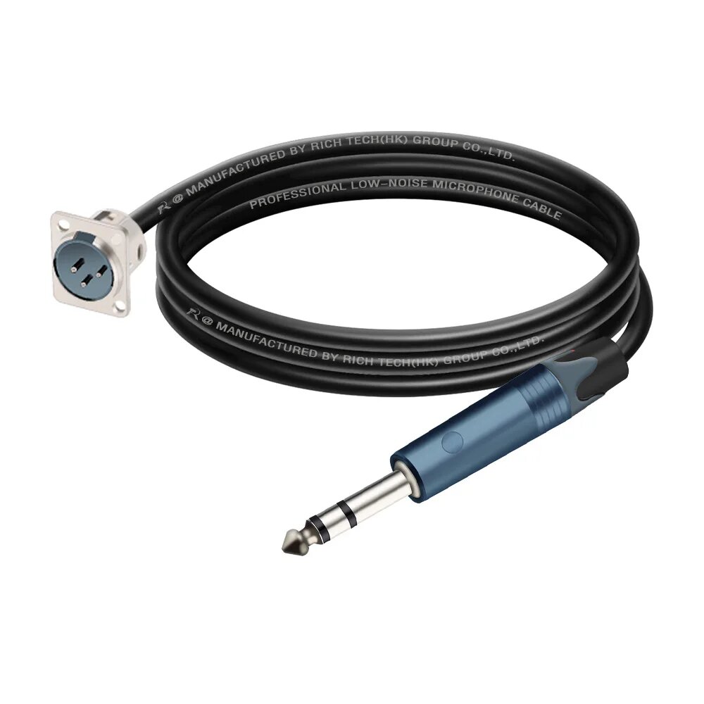 Аудиокабель Thamtrank YP01-BK+C1024M-BK+Z03-SL-BK-BK XLR-jack 6,35 мм 0.3M, Stereo-Gray