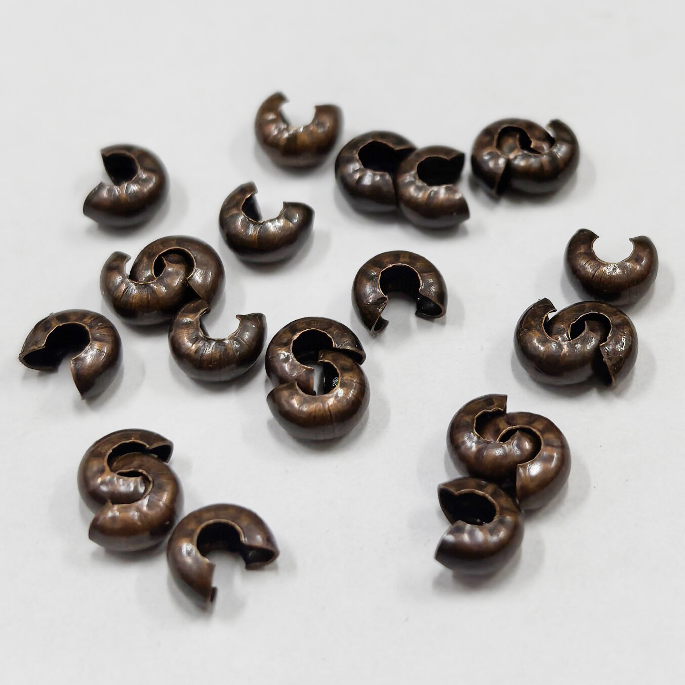 Кримпы, 4х3мм, покрывные, базовый материал - латунь, медного цвета, 2 грамма