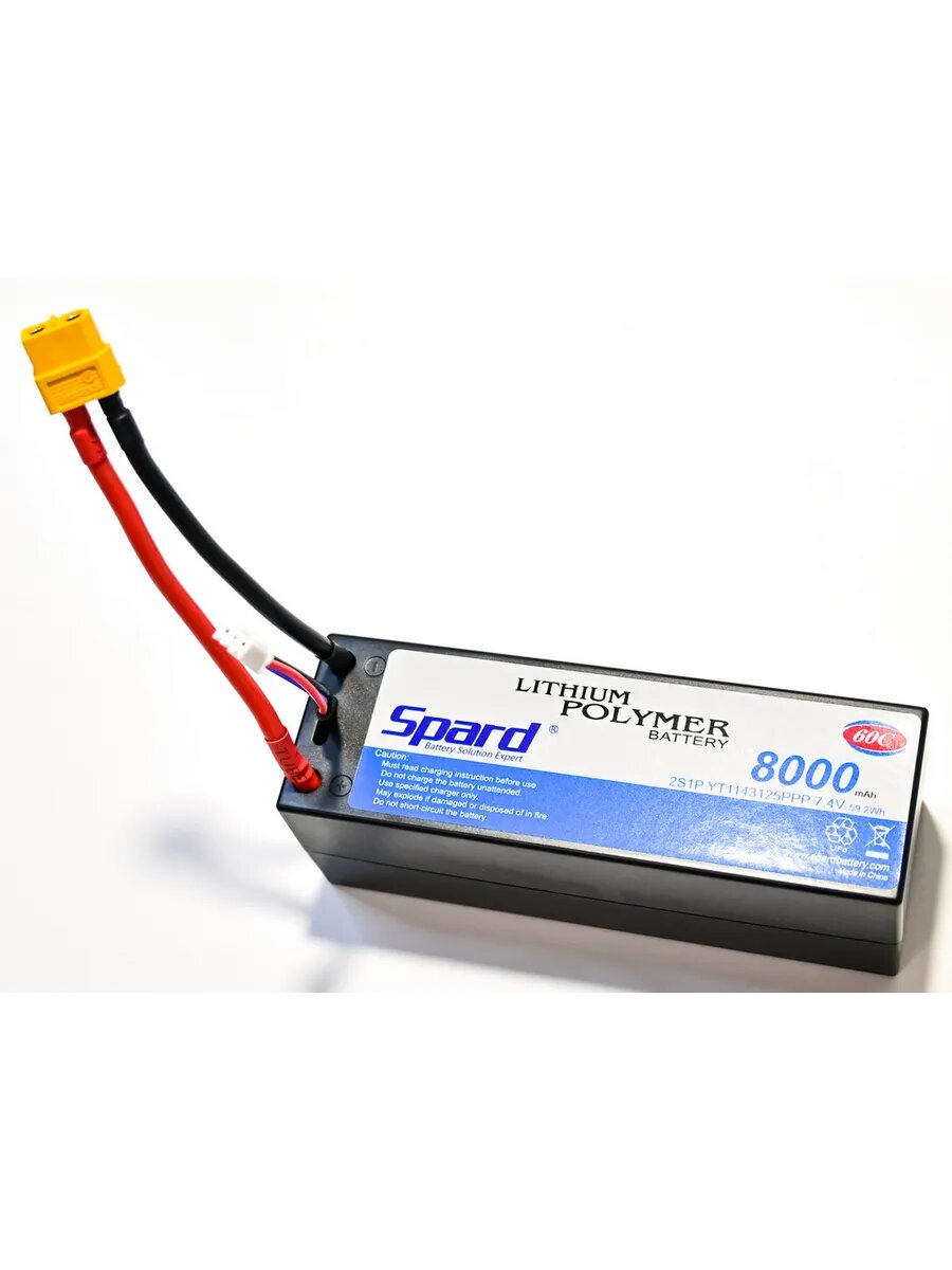 Аккумулятор Li-Po 8000mAh, 7.4V, 60C, XT60, XL Hardcase