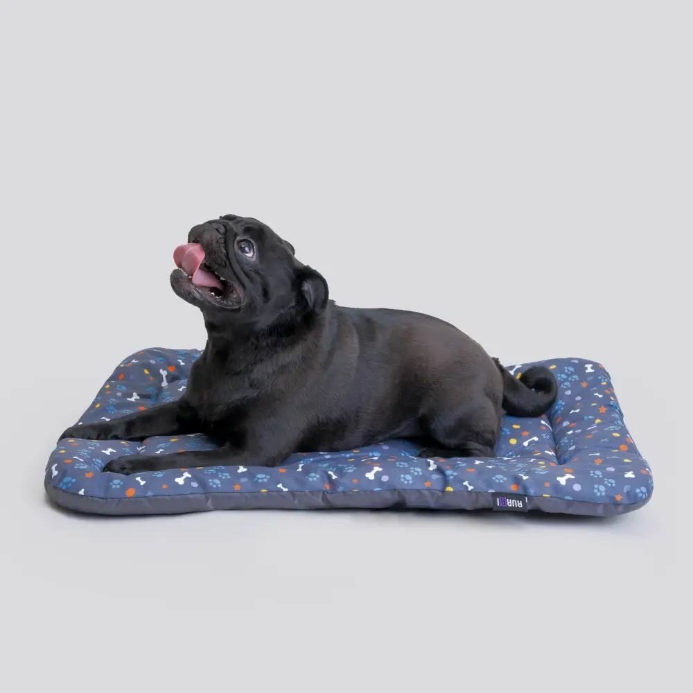 RURRI Лежанка - Матрас для кошек и собак мелких и средних пород Косточки, 63х47х4, серый