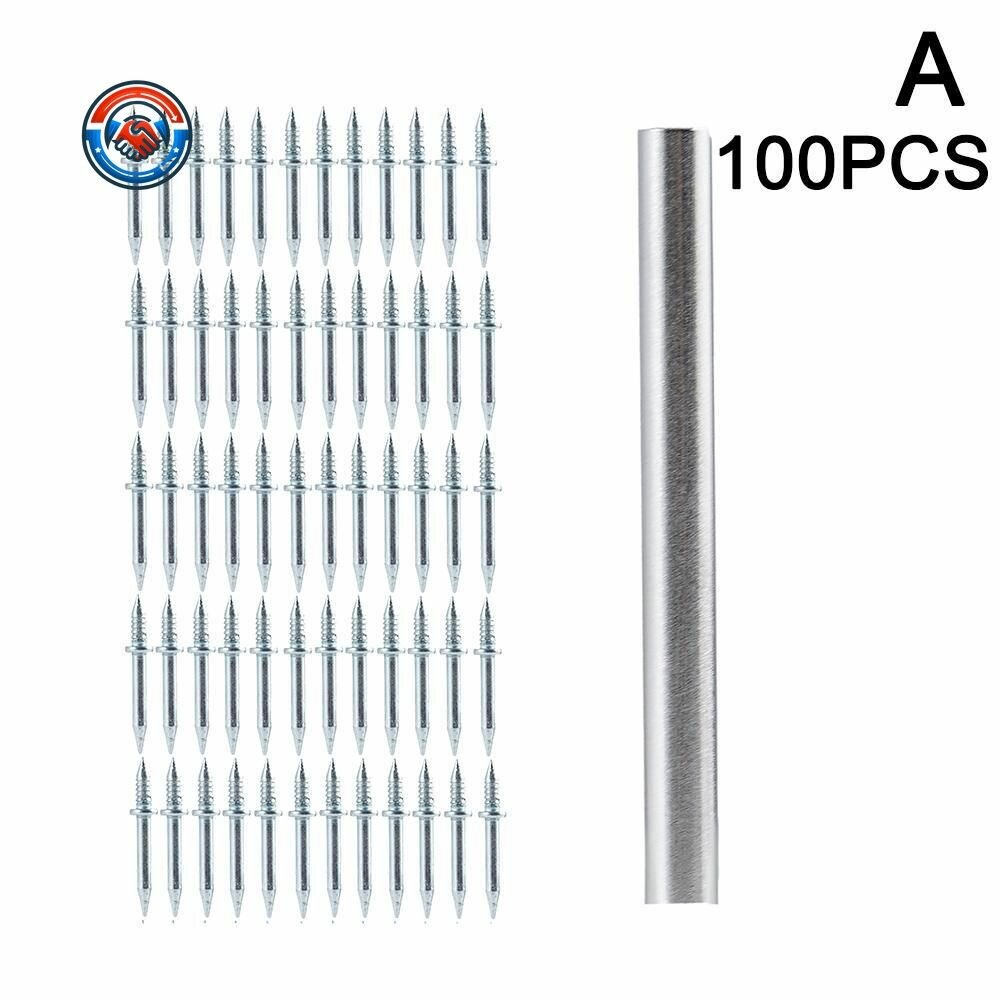 Бесшовные гвозди с двойной головкой для плинтуса и фото, углеродистая сталь, не требуют сверления, 100 шт в комплекте с инструментом