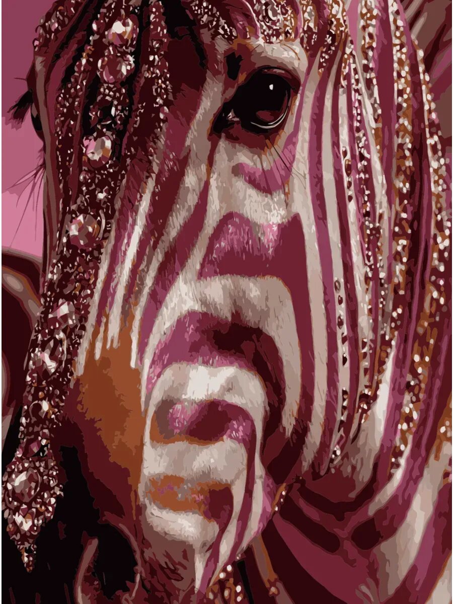 Картина по номерам 30x40 см зебра розовая