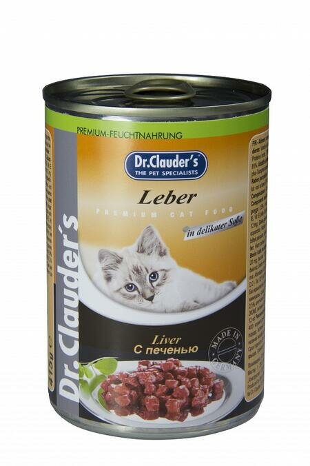Dr. Clauder`s 12 шт по 415 г влажный корм для кошек печень