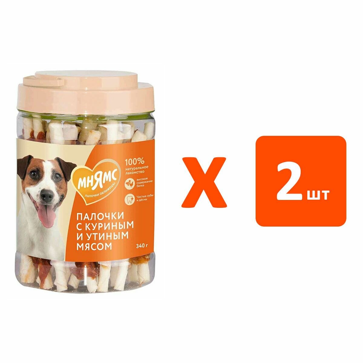 Лакомство Мнямс для собак палочки с куриным и утиным мясом, 340 гр 2 шт