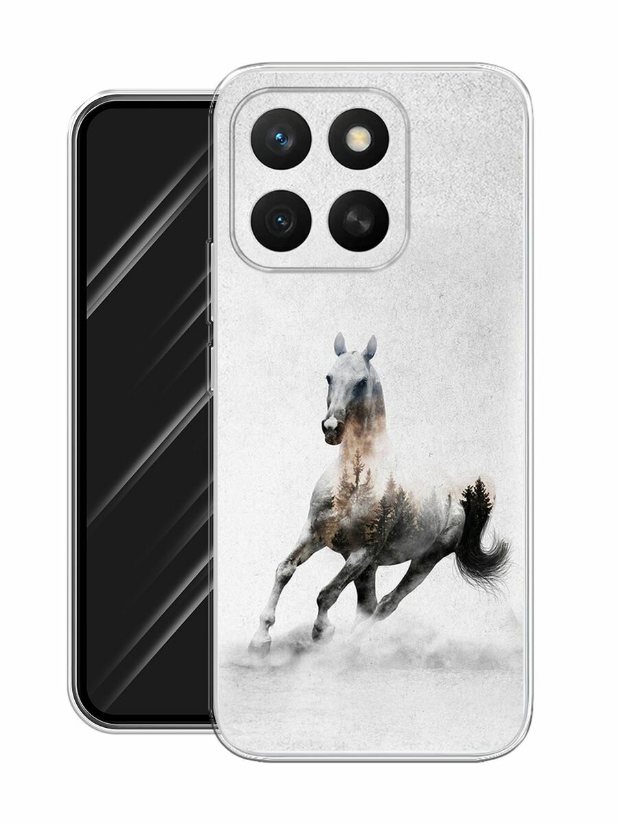 Силиконовый чехол на Honor X8c / Хонор X8c с принтом "Лошадь лес" — фото 1