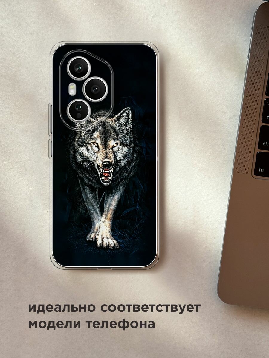 Чехол на Honor 400 Pro / Хонор 400 Про с принтом "Злобный волк из ночи" — фото 1