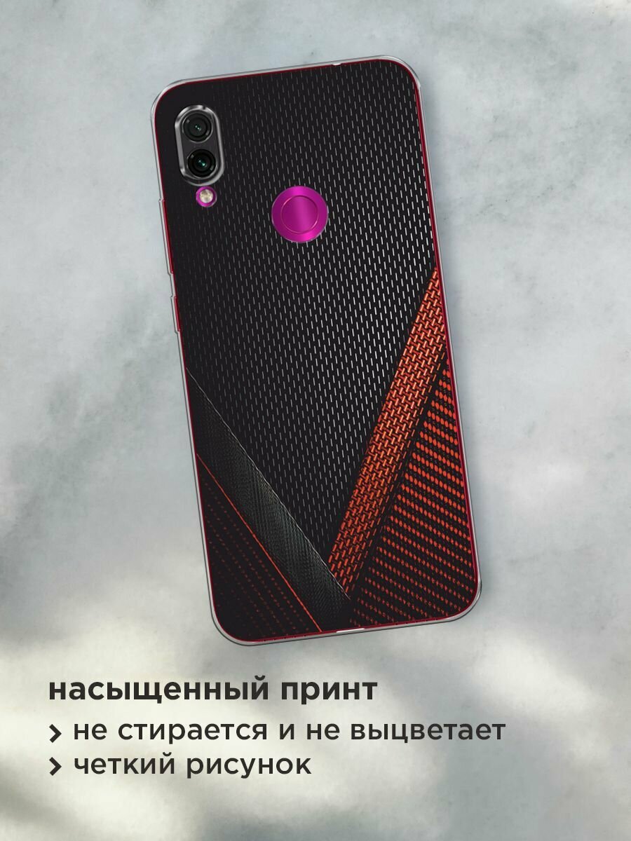 Чехол на Xiaomi Redmi Note 7 / Сяоми Редми Нот 7 с принтом "Красный карбон" — фото 1