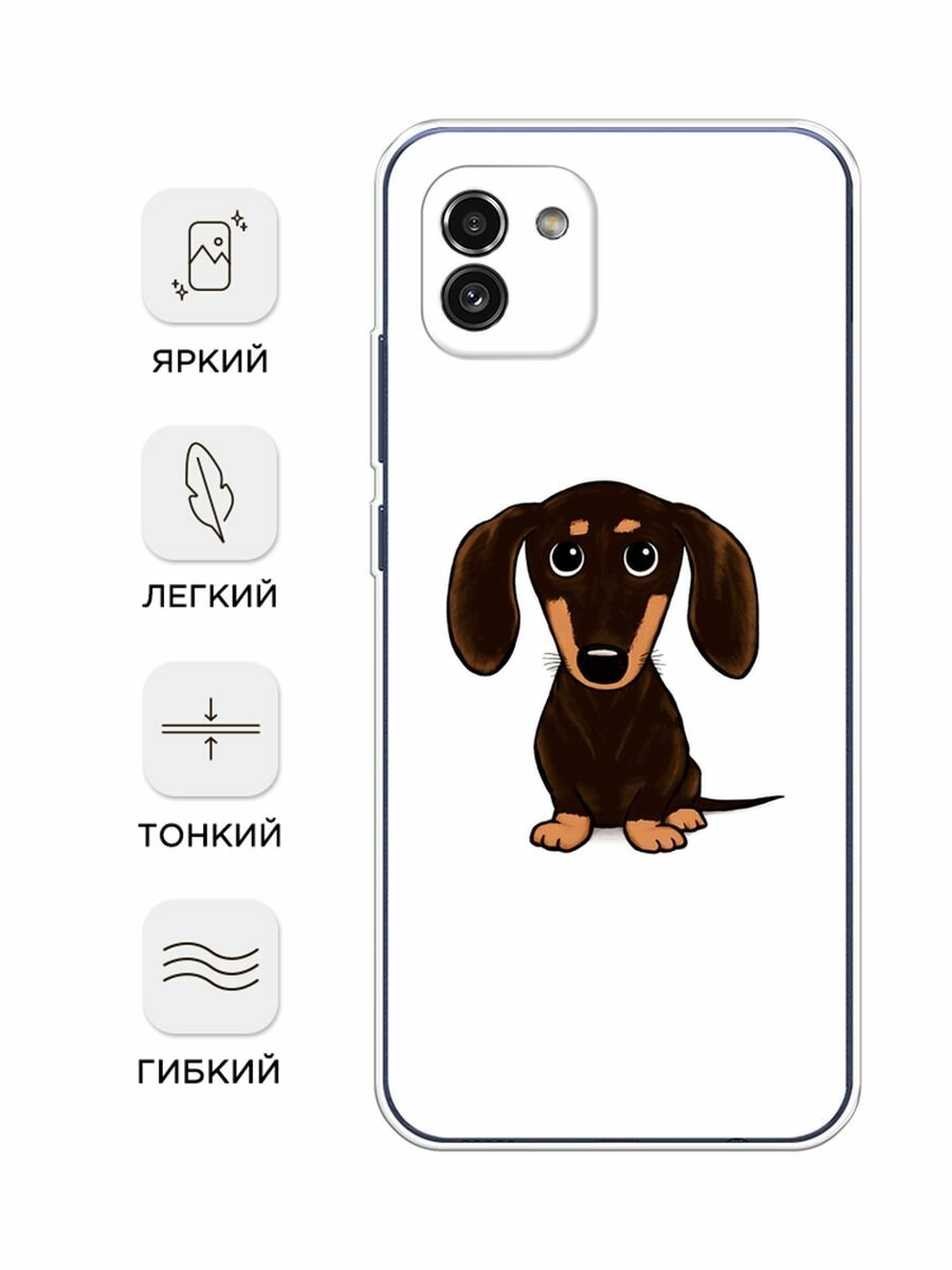 Чехол на Samsung Galaxy A03 / Самсунг Галакси А03 с принтом "Маленькая такса" — фото 1