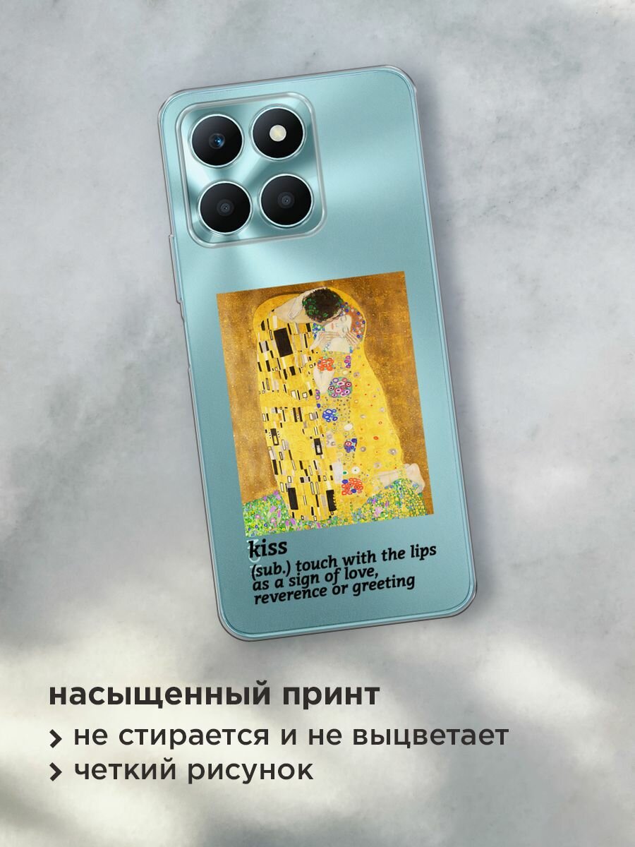 Чехол на Honor X6A / Хонор X6A с принтом "The kiss", прозрачный — фото 1
