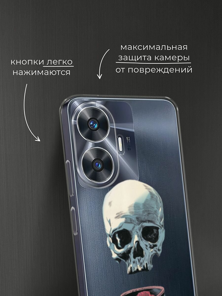 Чехол на Realme C55 / Реалми C55 с принтом "Гусар", прозрачный — фото 1